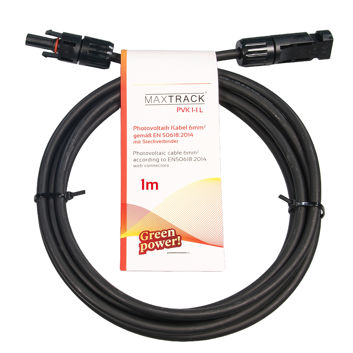 Schwarzes PV Kabel 6 mm² mit MC4 Steckverbinder | Transmedia ...